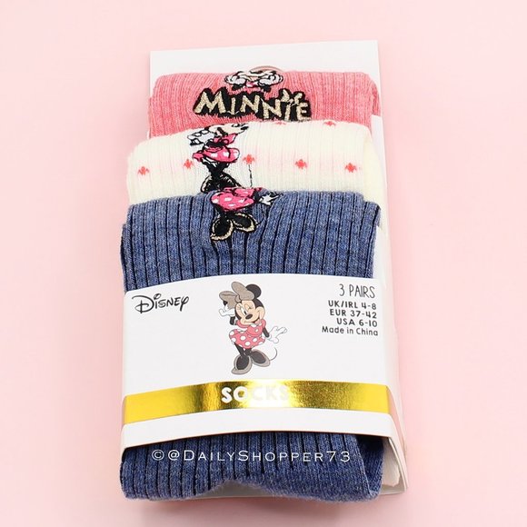 Disney | Accessories | Disney Womens Retro Ribbed Minnie Mouse Crew ...